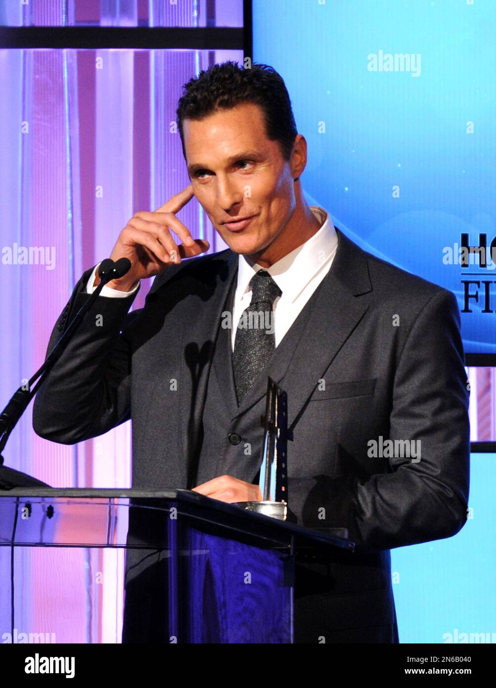 Matthew McConaughey accepts the "Hollywood Actor Award" onstage during ...