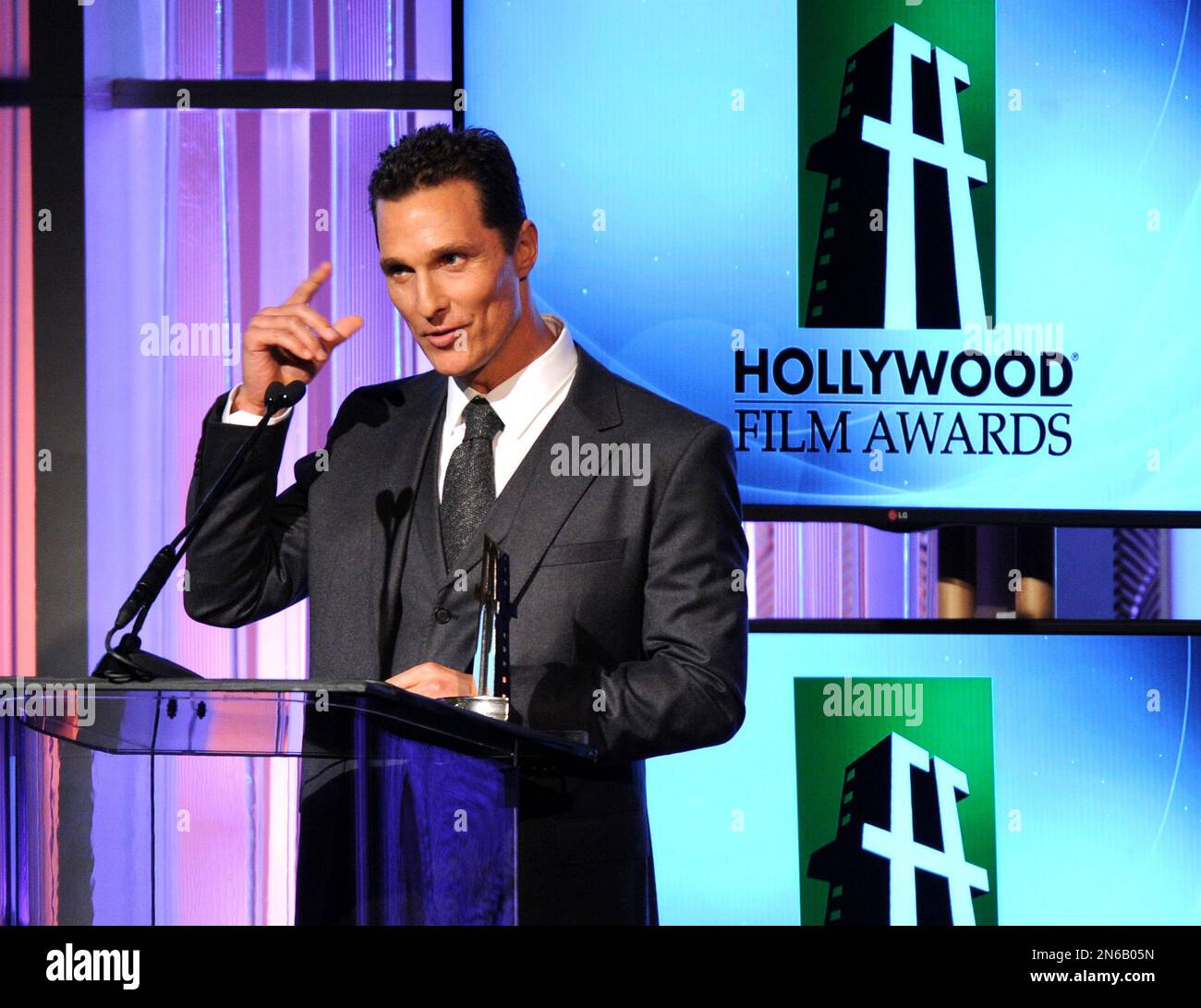 Matthew McConaughey accepts the "Hollywood Actor Award" onstage during ...