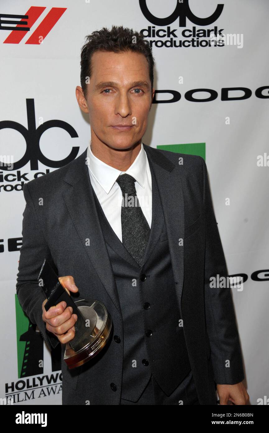 Matthew McConaughey, winner of the Hollywood actor award, poses ...