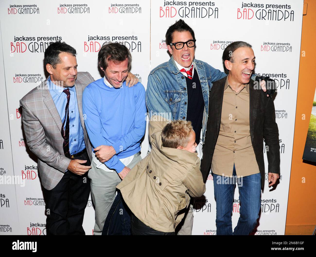 From left, director Jeff Tremaine, screenwriter and actor Spike Jonze ...
