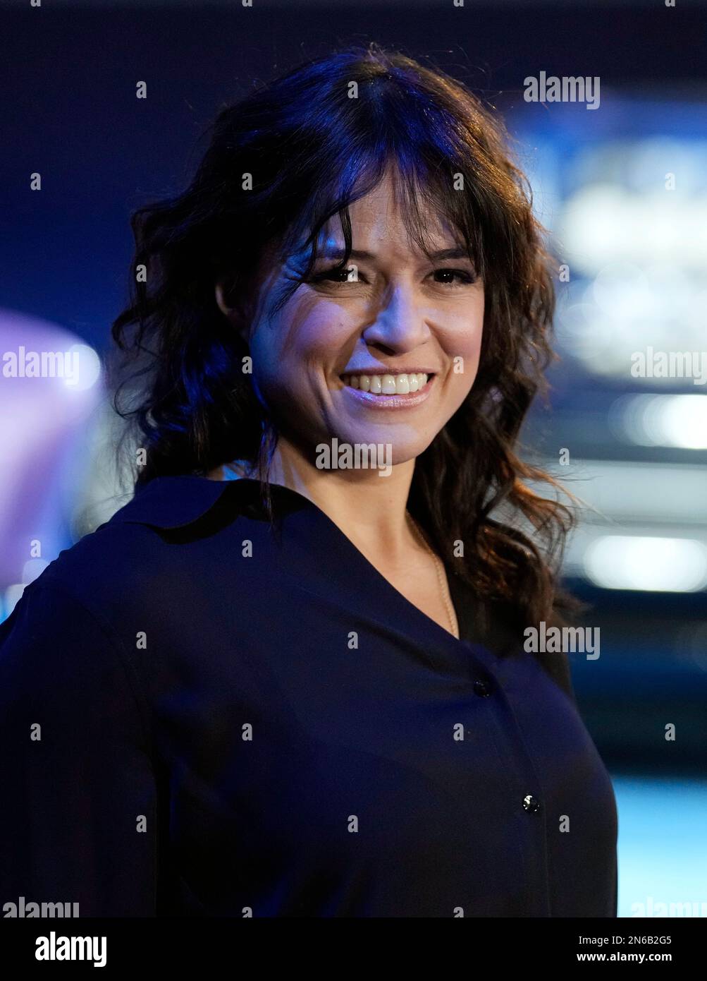 Michelle Rodriguez poses at the trailer launch of the film "Fast X ...
