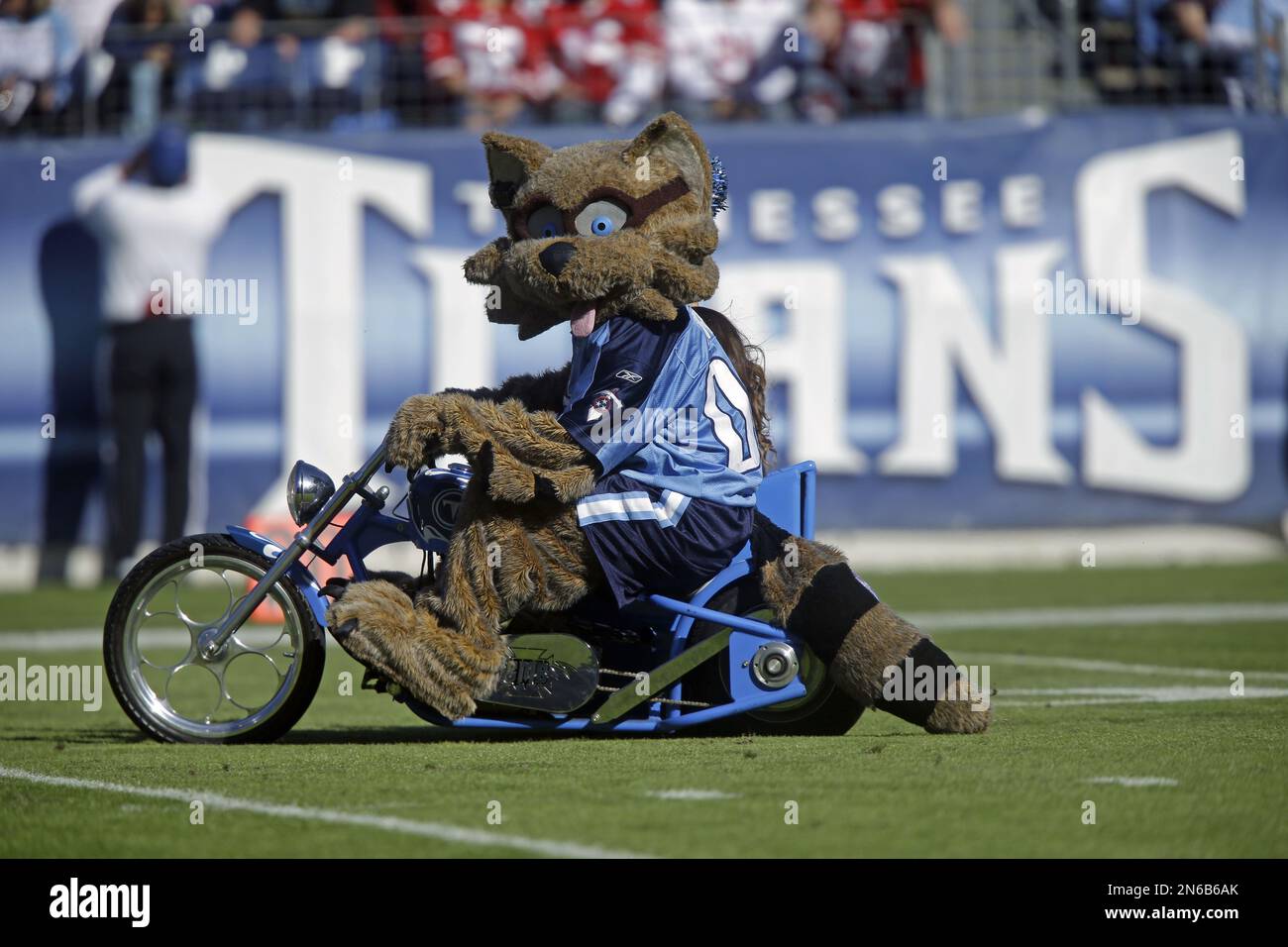 T-Rac, the Tennessee Titans' mascot, performs before an NFL football ...