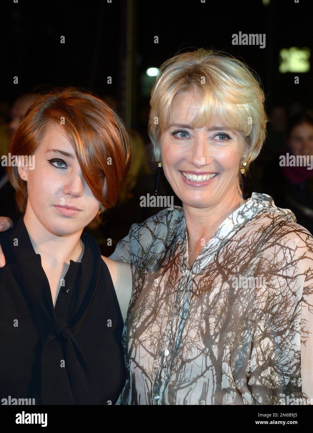 British actress Emma Thompson (right) with her daughter Gaia Romilly ...