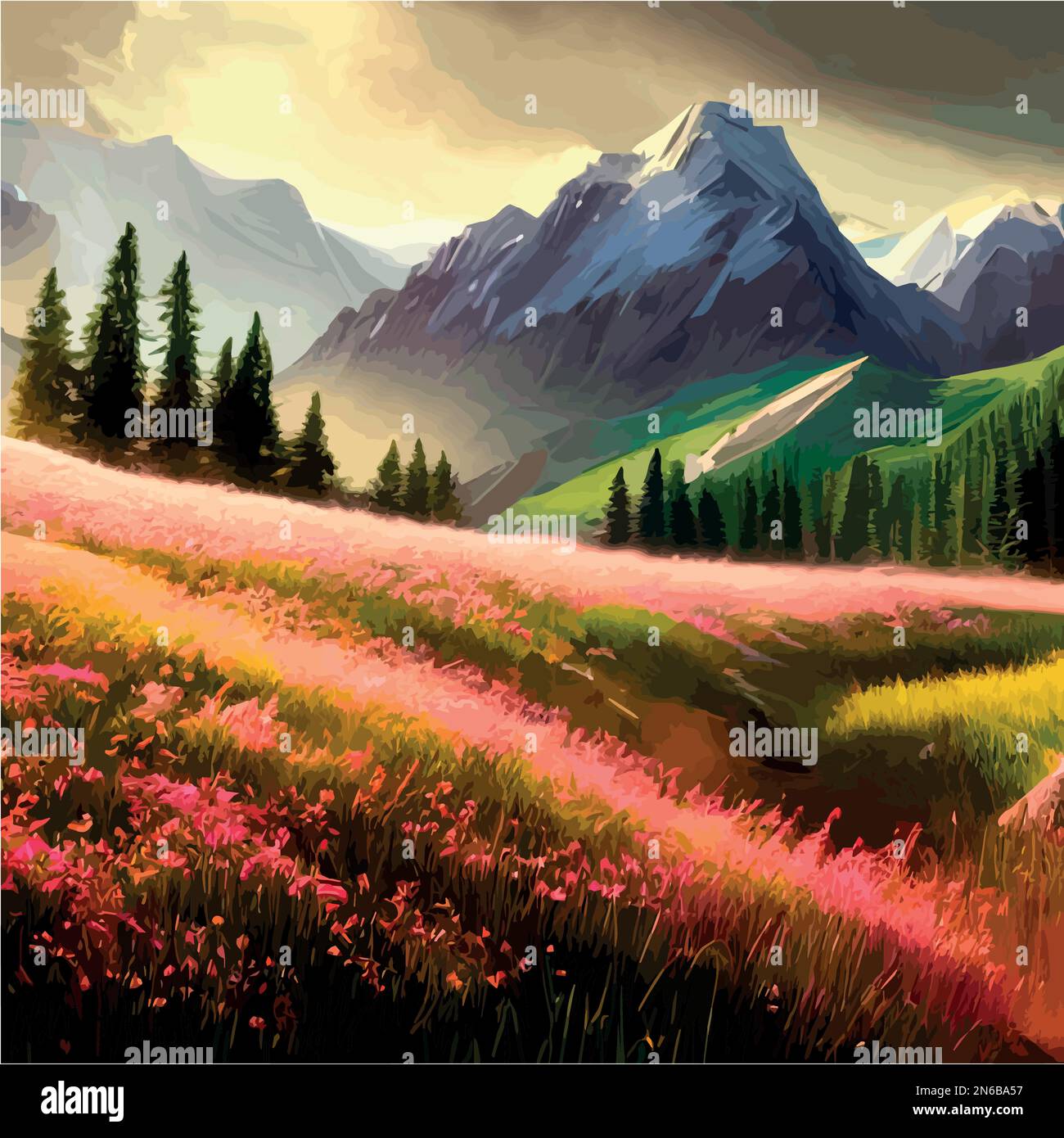 Italy field sunset Stock Vector Images - Alamy