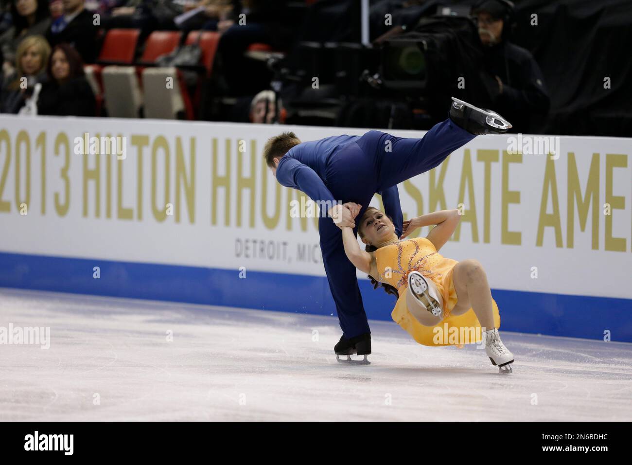 Julia Zlobina and Alexei Sitnikov of Azerbaijan compete in the ice ...