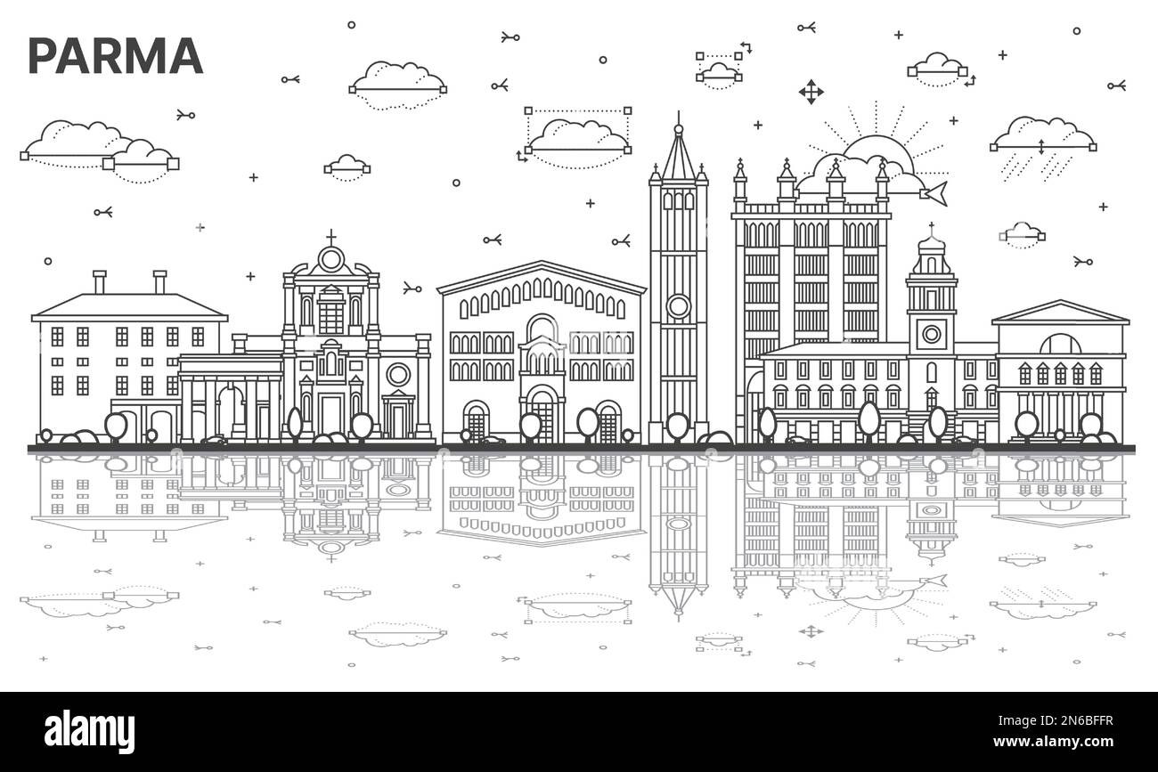 Outline Parma Italy City Skyline with Historic Buildings and ...
