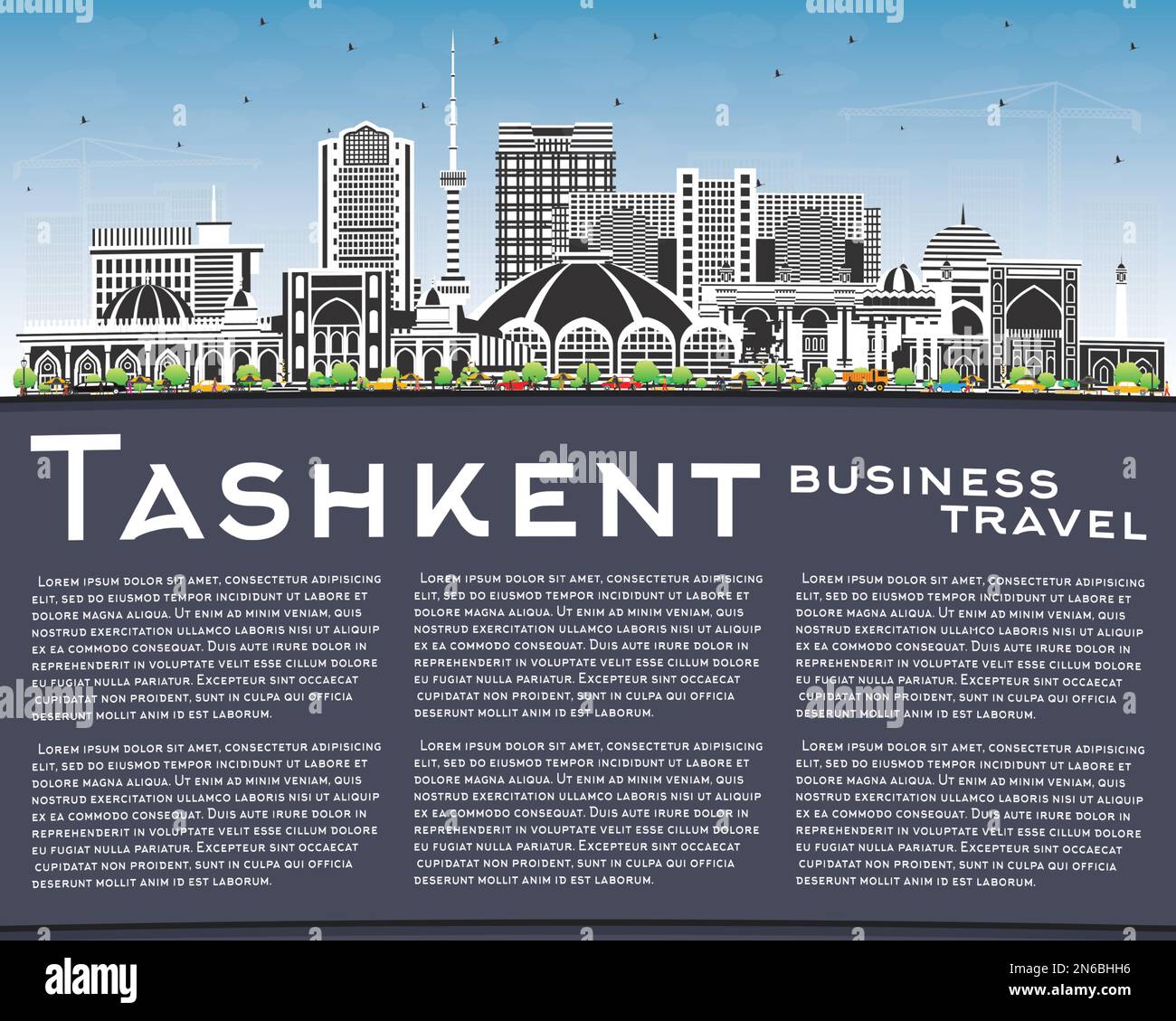 Tashkent Uzbekistan City Skyline with Color Buildings, Blue Sky and ...