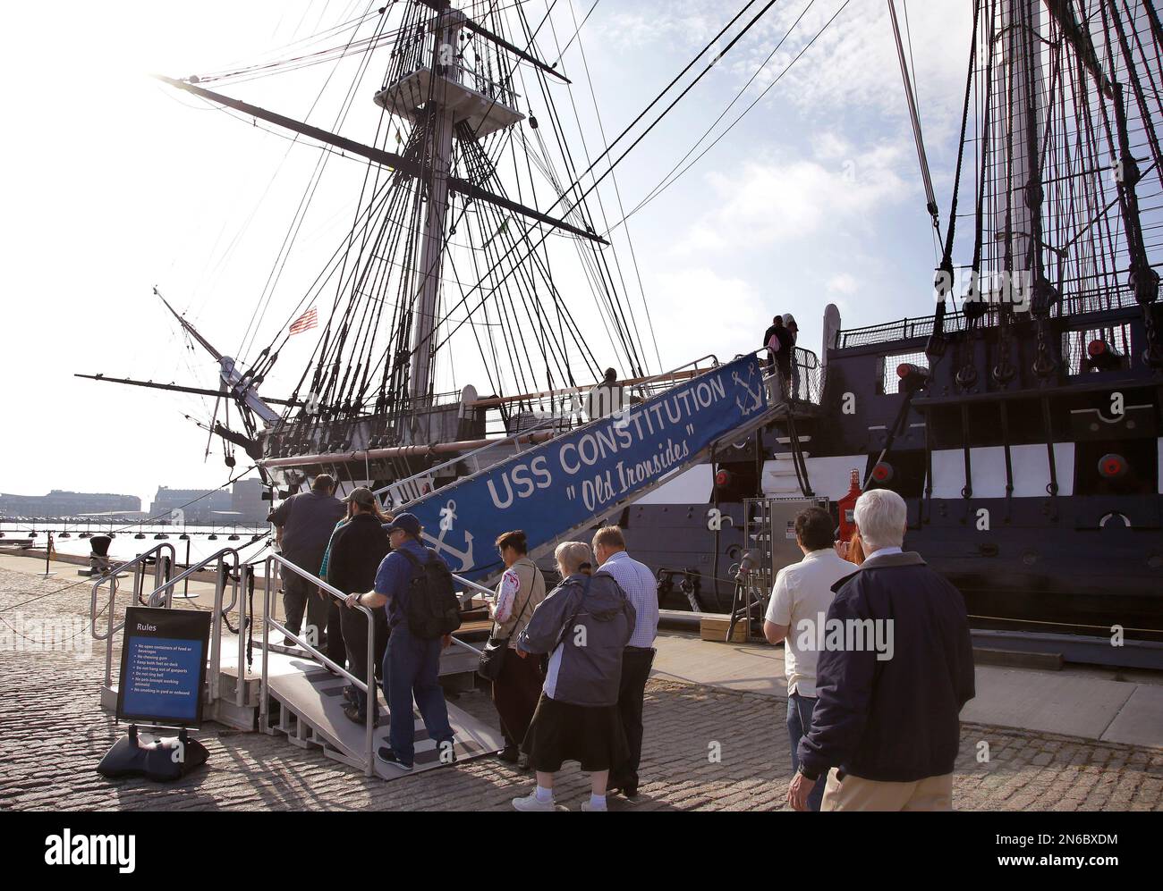 Visitors to the USS Constitution, the oldest ship in the United States ...