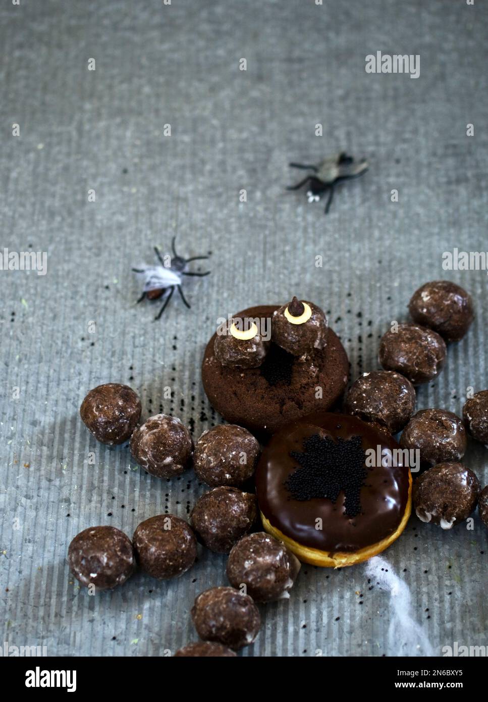 This photo shows a doughnut spider in Concord, N.H. A glazed doughnut ...