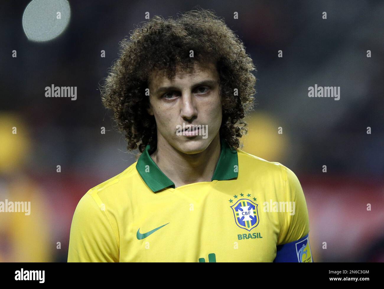 Brazil's David Luiz lines up before their friendly soccer match against ...