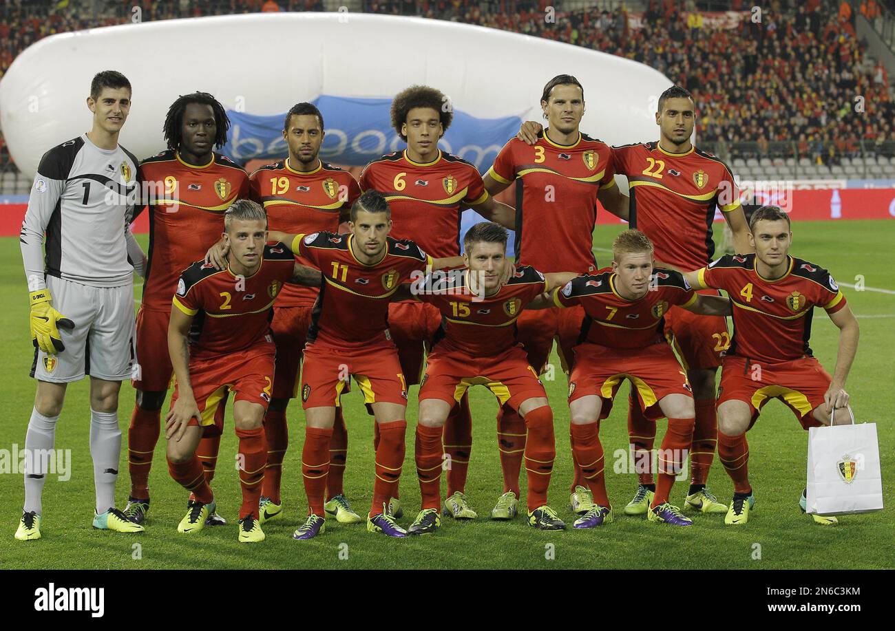 The Belgian team poses moments before the start of their World Cup ...