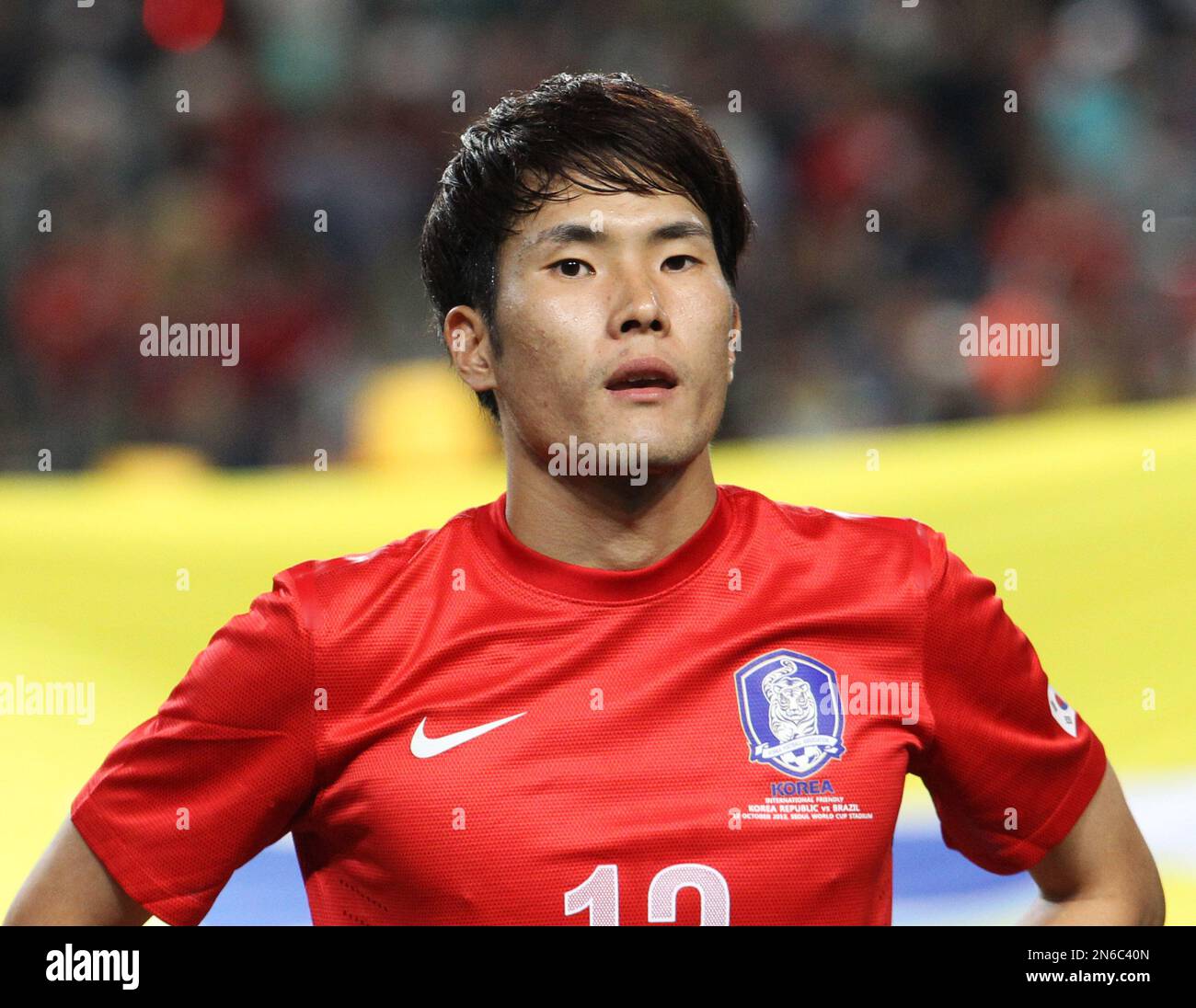 South Korea's men national soccer team player Han Kook-young stands ...