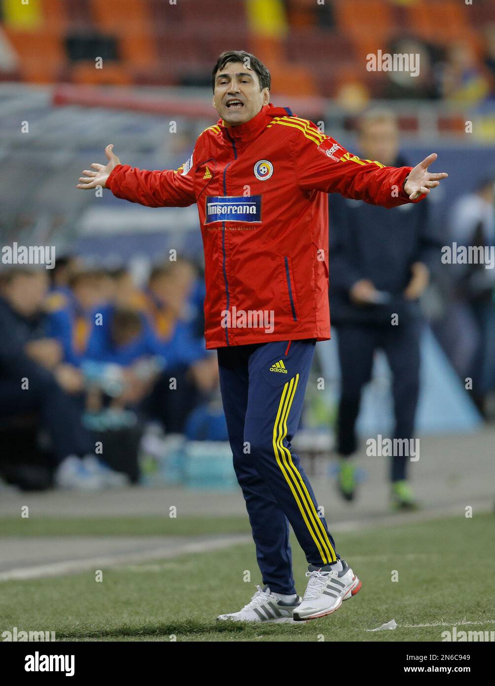 Romania's coach Victor Piturca gestures during the World Cup Group D ...
