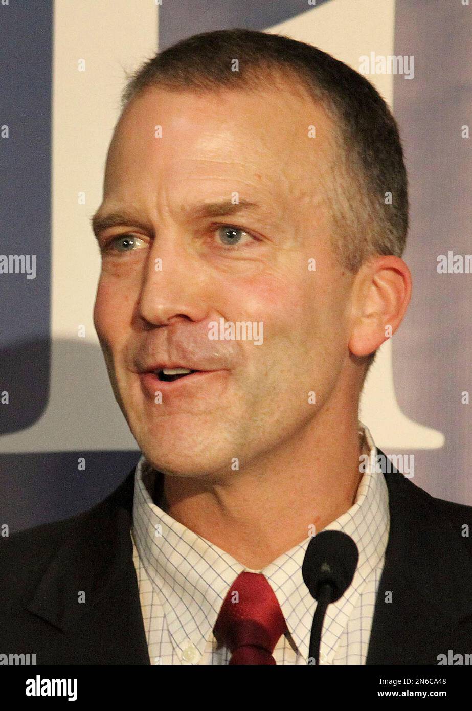 Dan Sullivan speaks while announcing a U.S. Senate bid in Anchorage ...