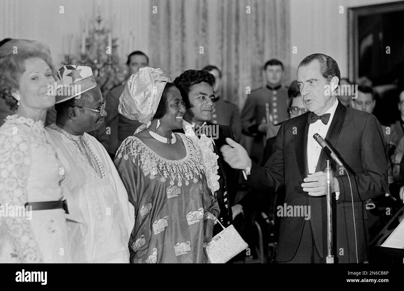 President Richard Nixon chats with singer Johnny Mathis, President ...