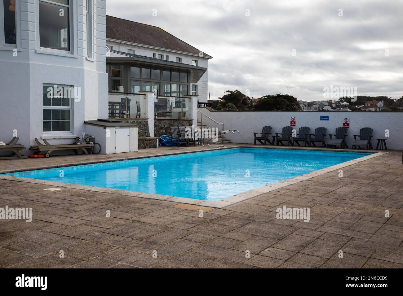 Outdoor swimming pool at Polurrion on the Lizard Hotel in Helston ...