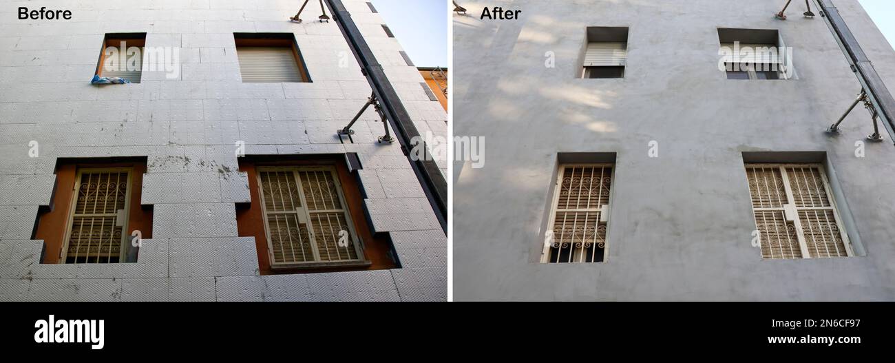 Insulating panels of molded expanded polystyrene covered before ...