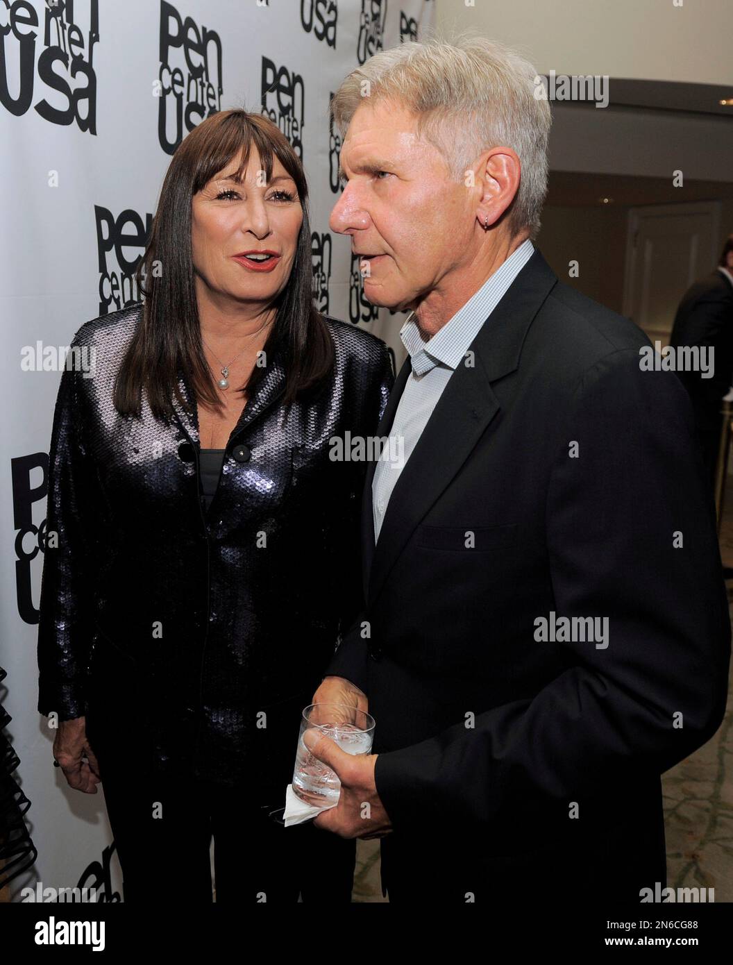 EXCLUSIVE - Actors Anjelica Huston, left, and Harrison Ford attend the ...