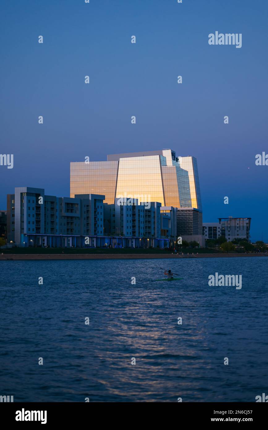 An aerial view of Tempe town lake surrounded by buildings Stock Photo ...