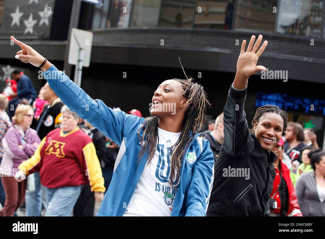 Minnesota Lynx guard Monica Wright, left, and forward Rebekkah Brunson ...
