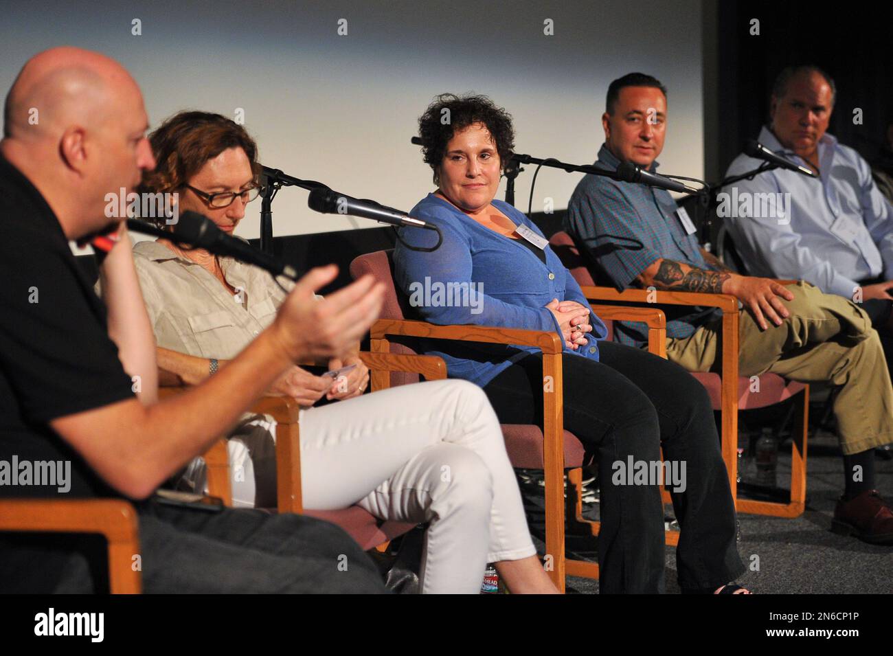 SANTA MONICA, CA - AUGUST 27: L-R): Moderator Shawn Ryan, speakers ...