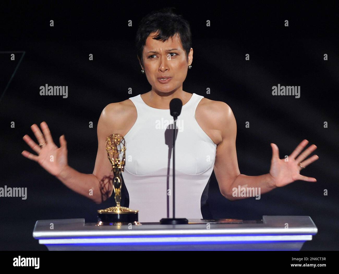 NORTH HOLLYWOOD, CA - AUGUST 06: Director Gayle Galvez of NBC4 accepts ...