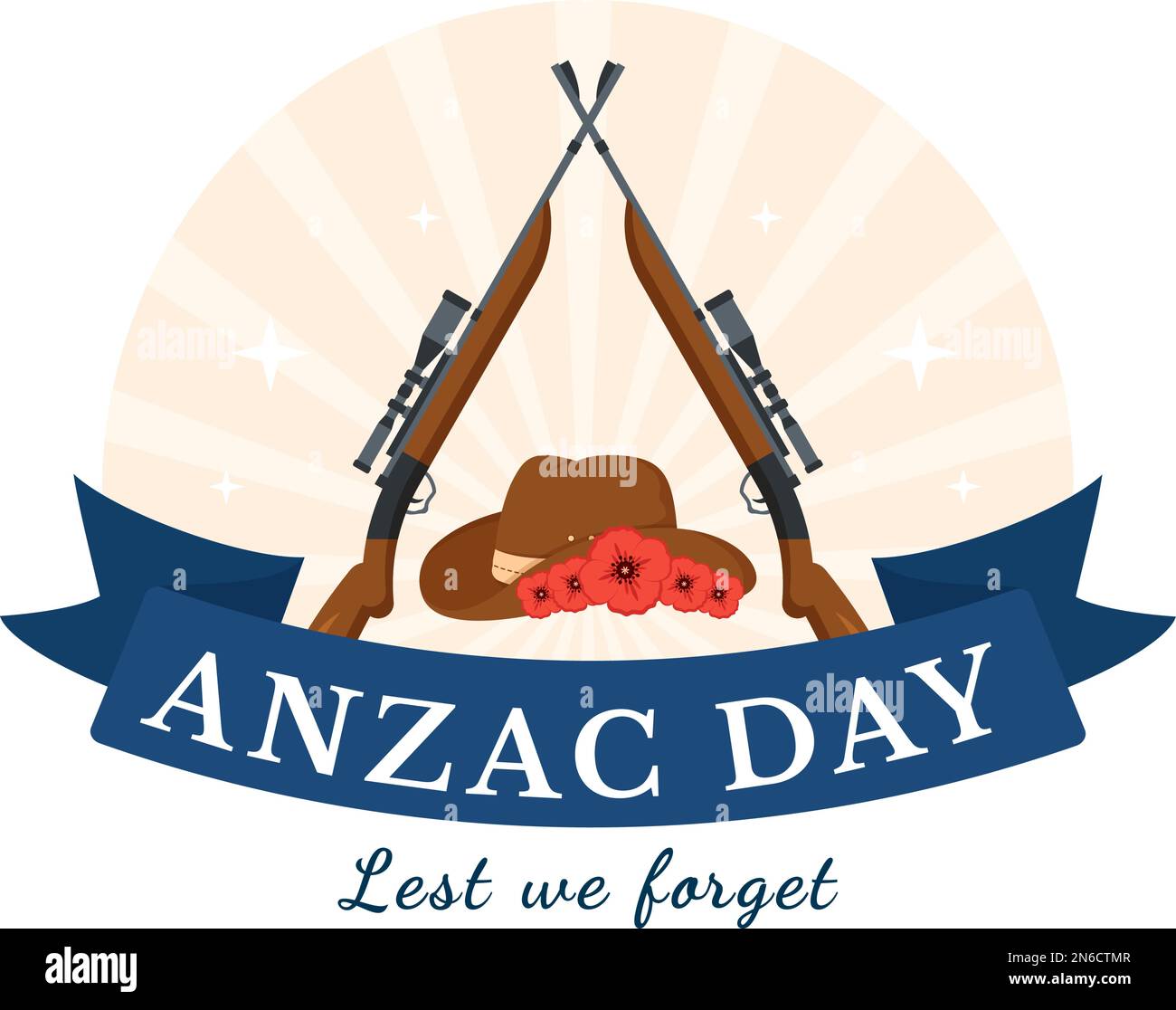 Anzac Day of Lest We Forget Illustration with Remembrance Soldier ...