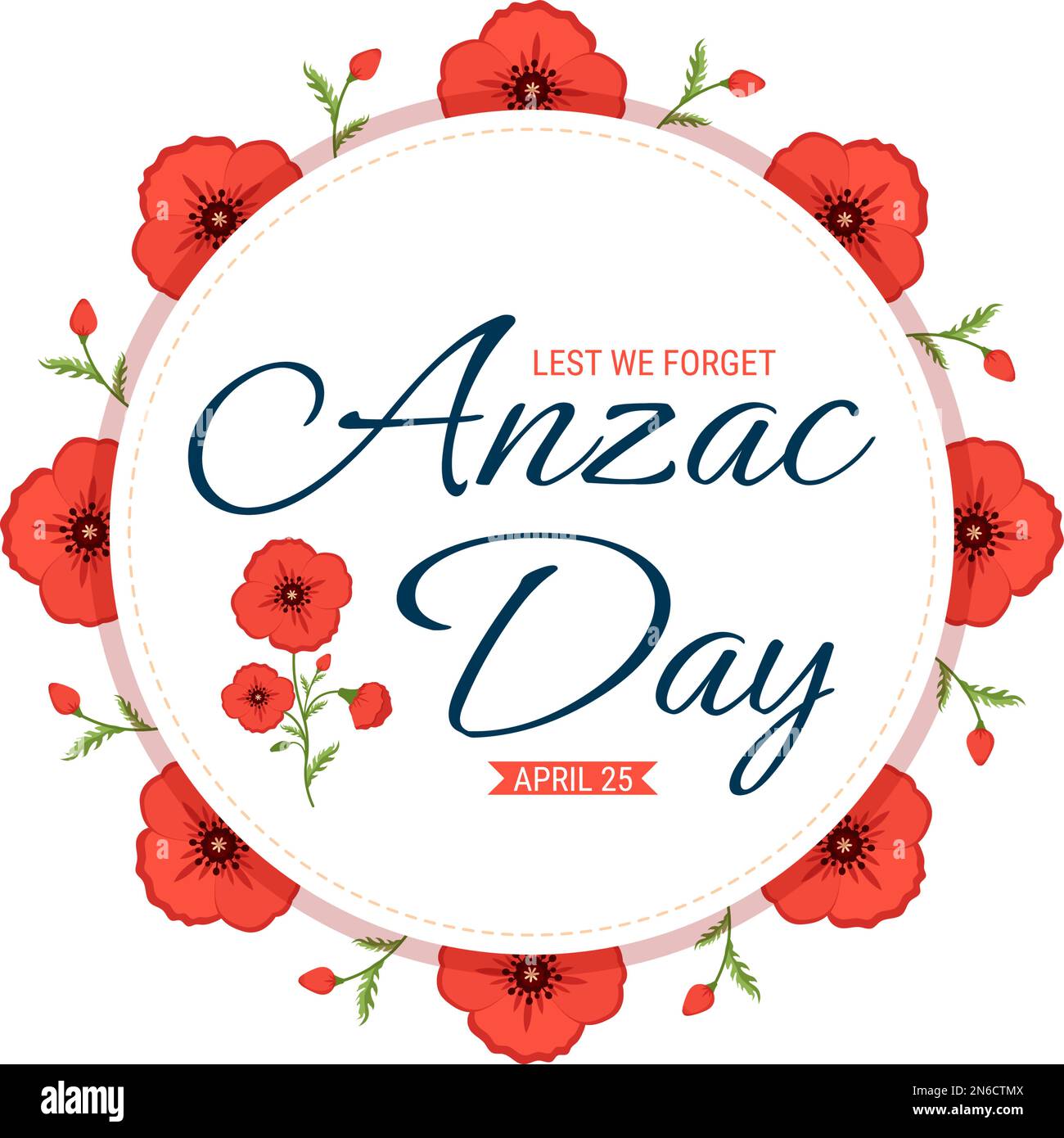 Anzac Day of Lest We Forget Illustration with Remembrance Soldier ...