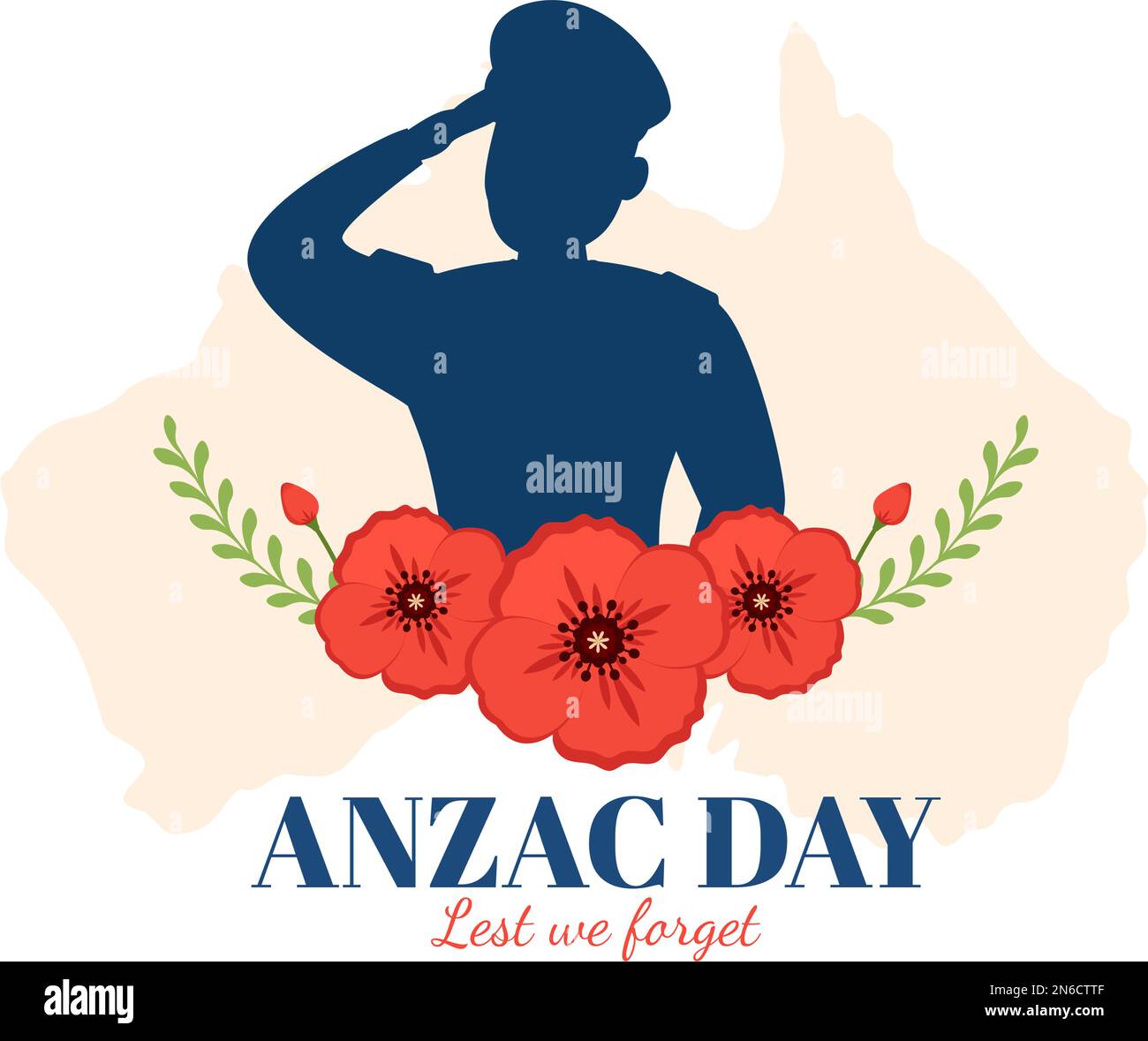 Anzac Day of Lest We Forget Illustration with Remembrance Soldier ...