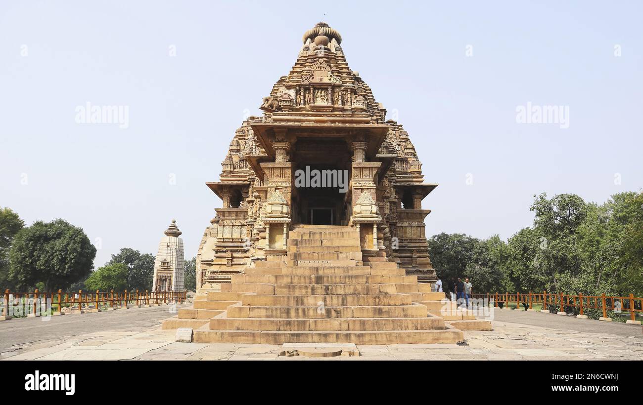 INDIA, MADHYA PRADESH, KHAJURAHO, November 2022, Tourist at VISHWANATH ...