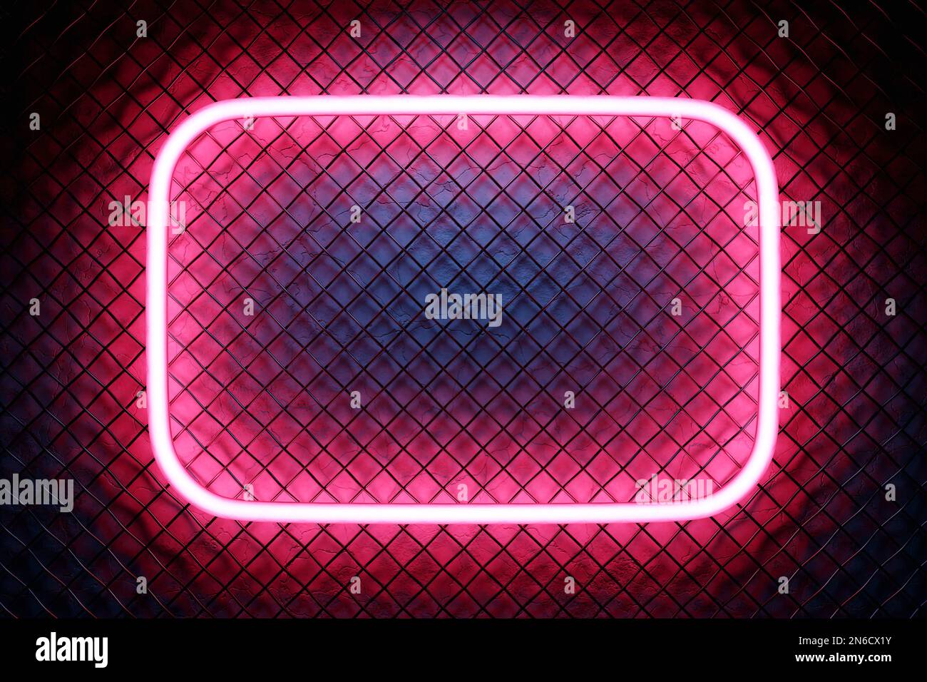 Glowing pink neon lighting frame on metal mesh background Stock Photo ...