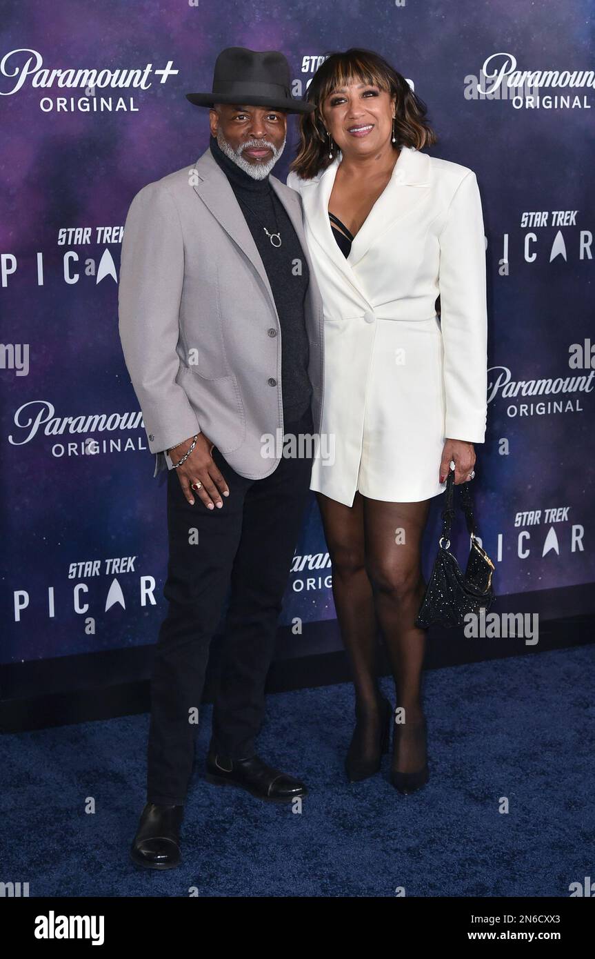 LeVar Burton, left, and Stephanie Cozart Burton arrive at the premiere ...