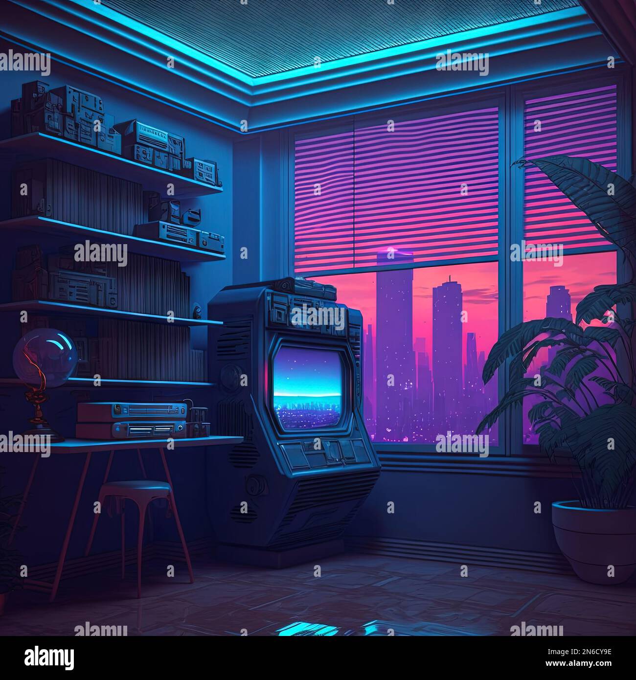 80s tv screen room hi-res stock photography and images - Alamy