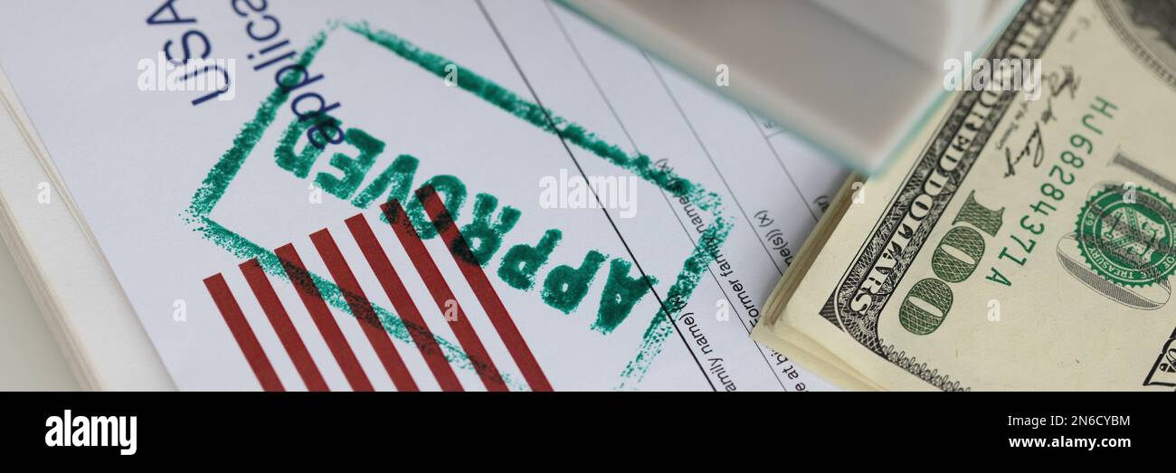 Document is approved for US visa closeup Stock Photo - Alamy