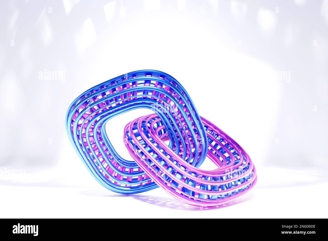 3D illustration of a pink and blue ring, torus. Fantastic cell.Simple ...