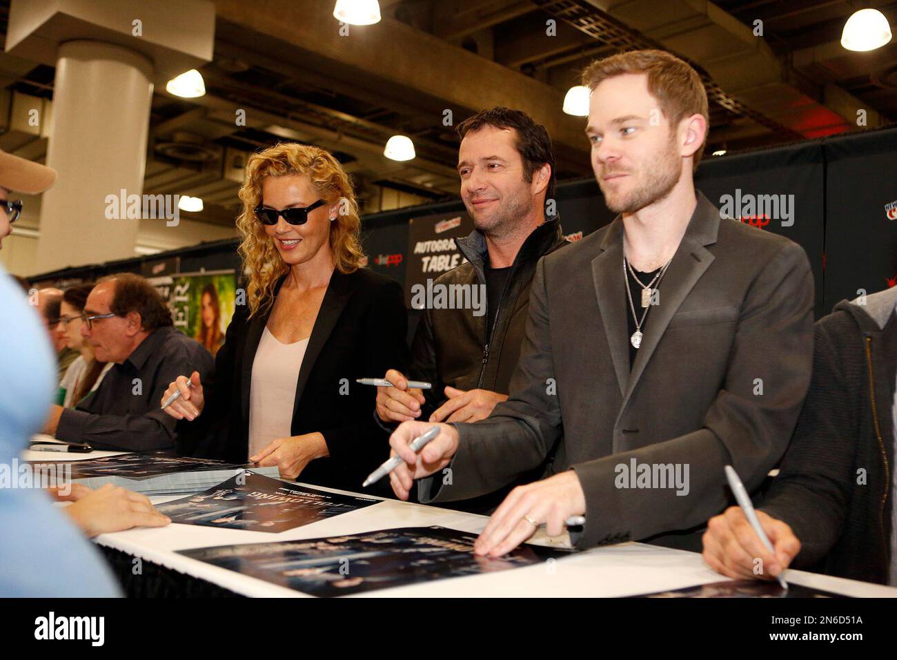 From left, Connie Nielsen, James Purefoy, and Shawn Ashmore participate ...