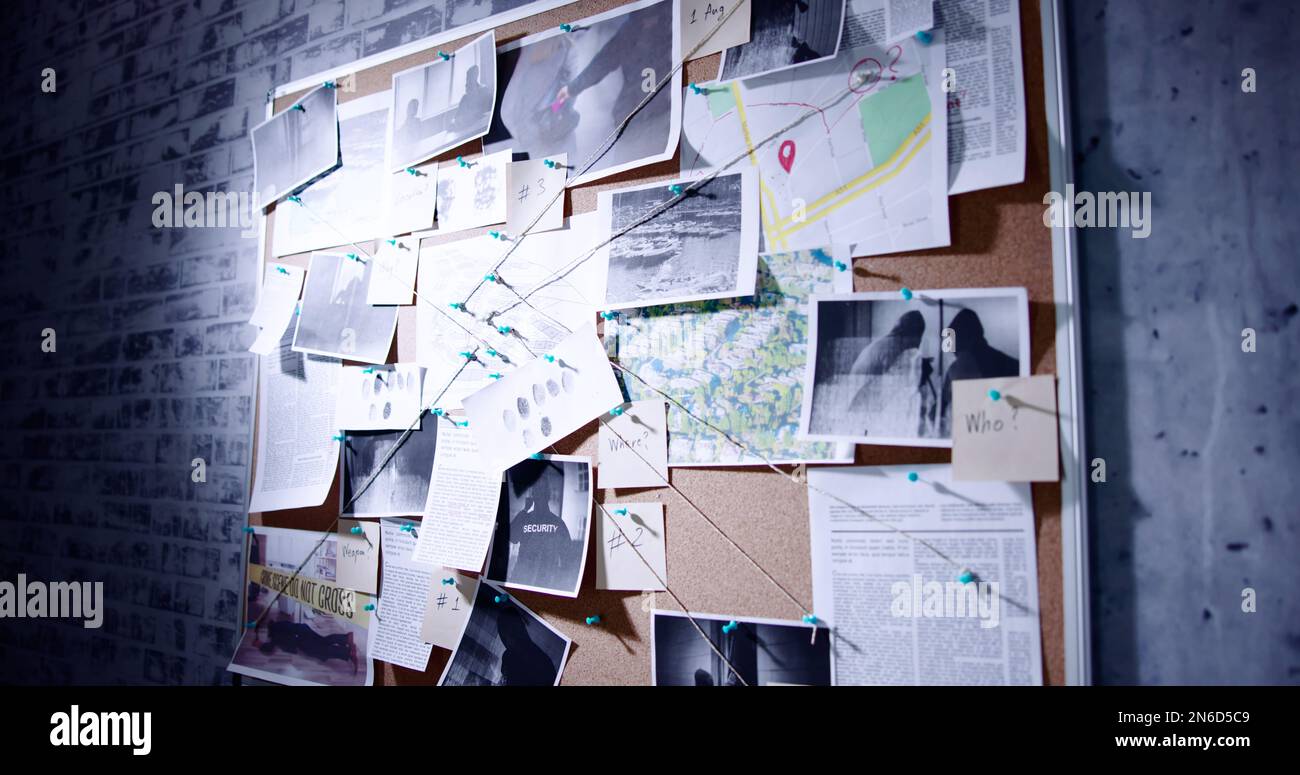 Police Investigator Board Background. Detective Evidence Map Stock ...