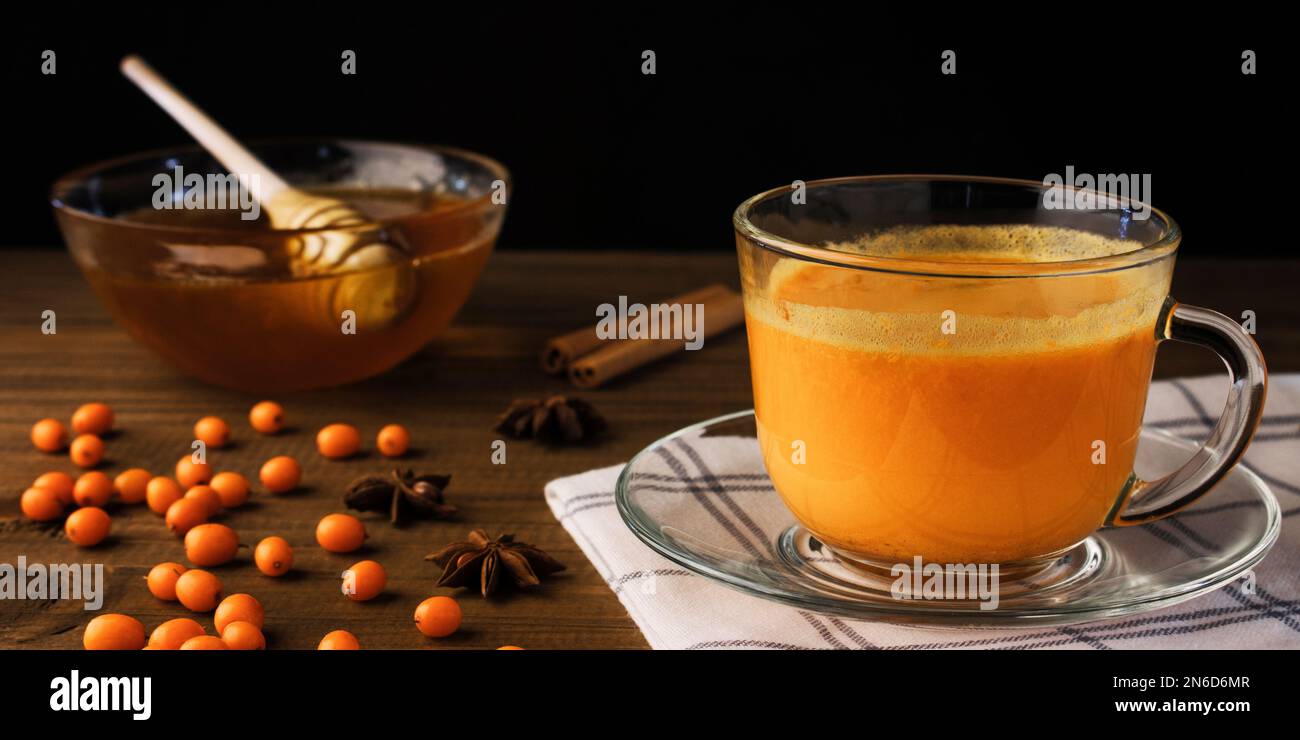 Vitaminic healthy sea buckthorn tea with fresh raw sea buckthorn ...