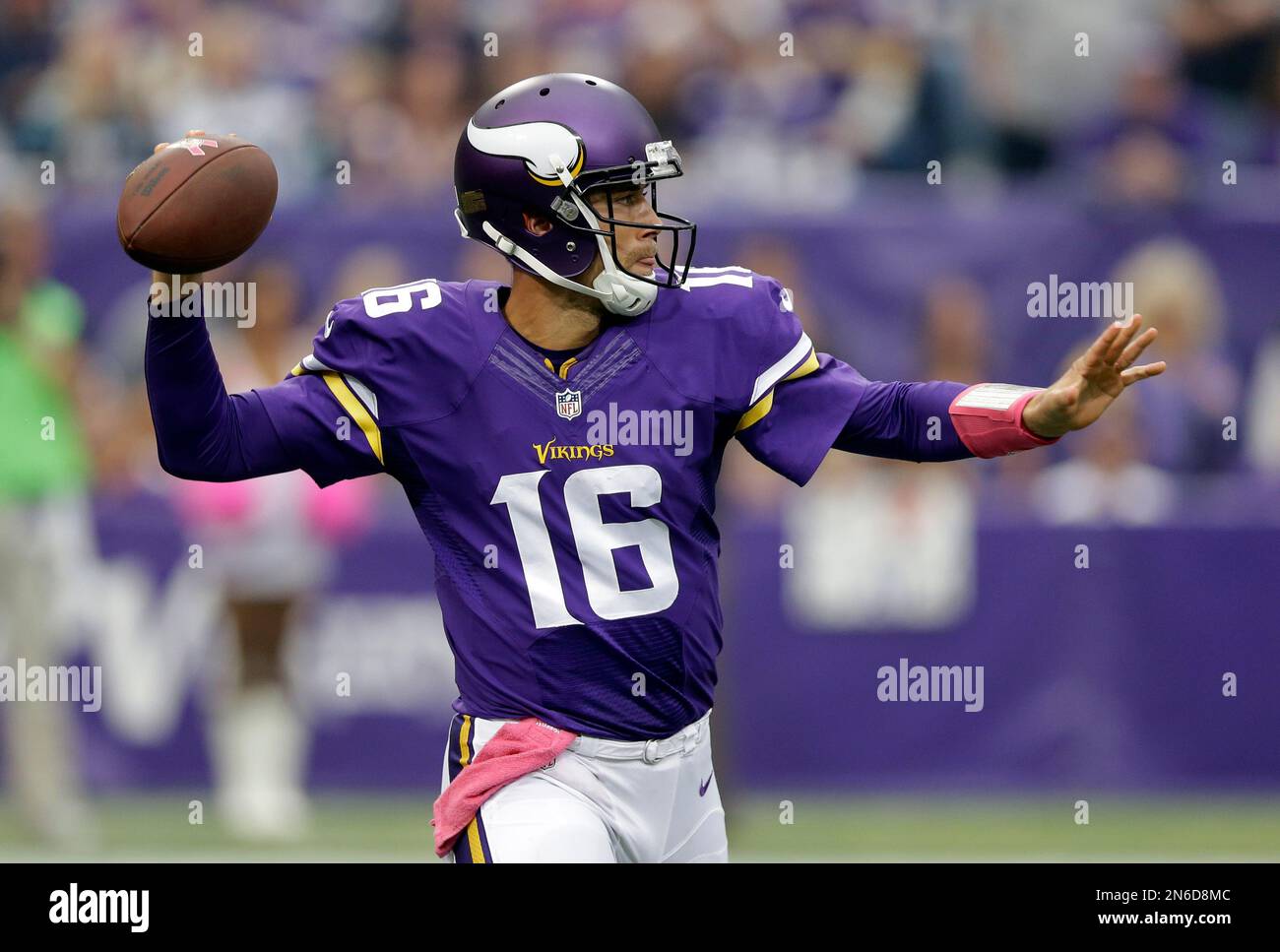 Minnesota Vikings quarterback Matt Cassel throws against the Carolina ...