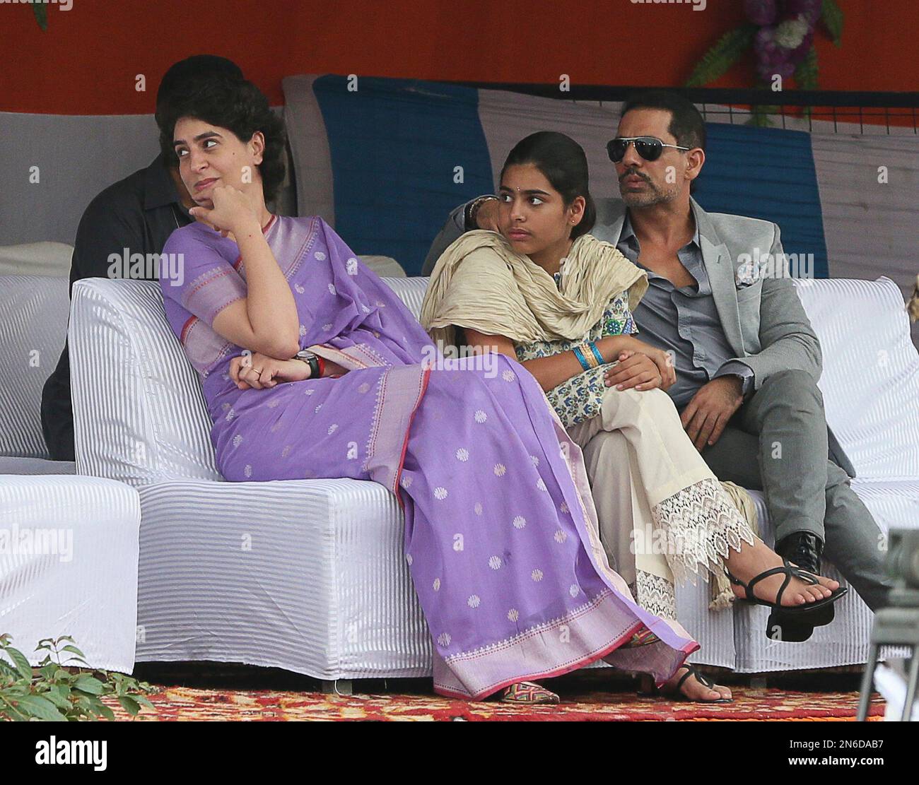 India's Congress party president Sonia Gandhi's daughter Priyanka Vadra ...