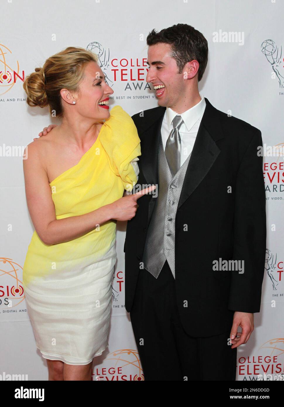 HOLLYWOOD, CA - MARCH 31: Cat Deeley (L) and Mark Williams pose in the press room at the Academy ...