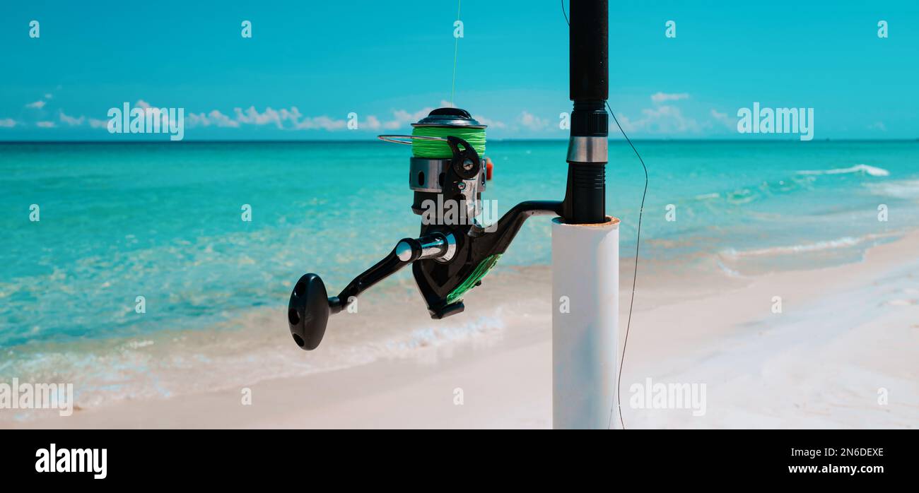 Fishing Sea and Summer vacation. Fishing rod, spinner, fish-rod ...