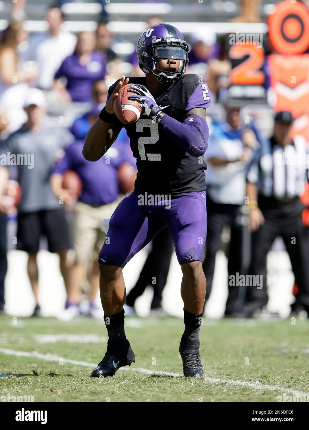 TCU quarterback Trevone Boykin (2) prepares to pass against Kansas in ...
