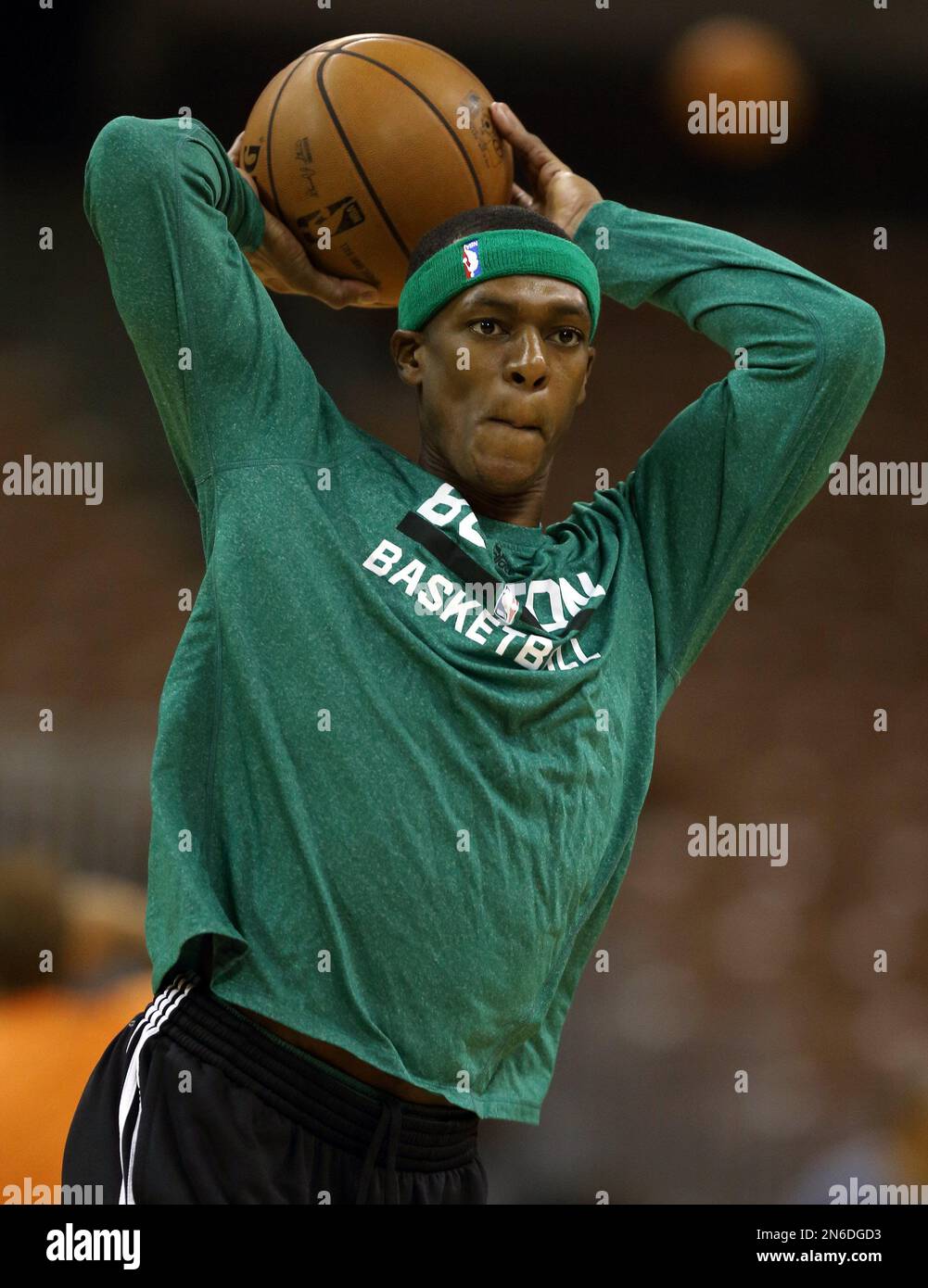 Boston Celtics' Rajon Rondo fields balls before an NBA preseason ...