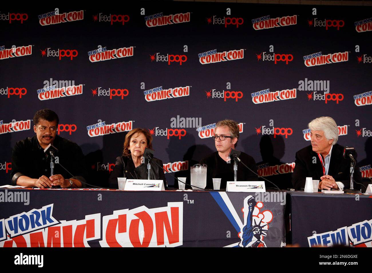 From left, Neil deGrasse Tyson, Ann Druyan, Brannon Braga, and Mitchell ...