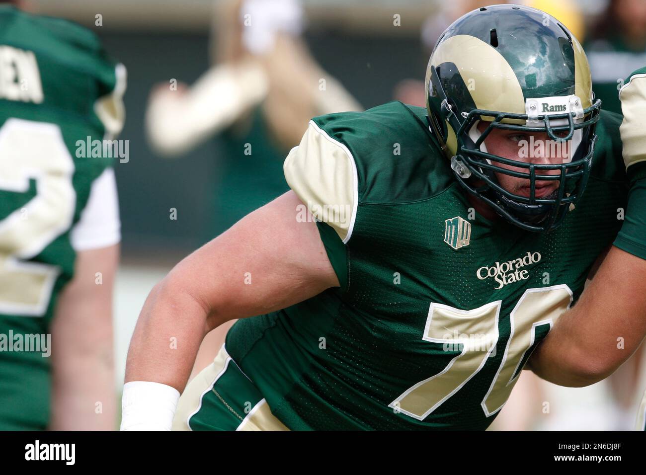 Colorado State center Weston Richburg warms up before facing San Jose ...