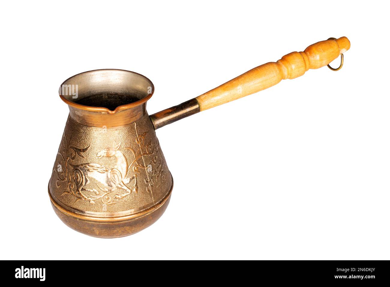 One copper cezve, macro, isolated on white background Stock Photo - Alamy