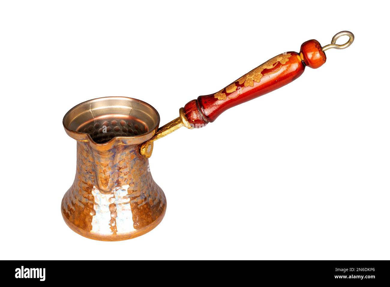 One copper cezve, macro, isolated on white background Stock Photo - Alamy