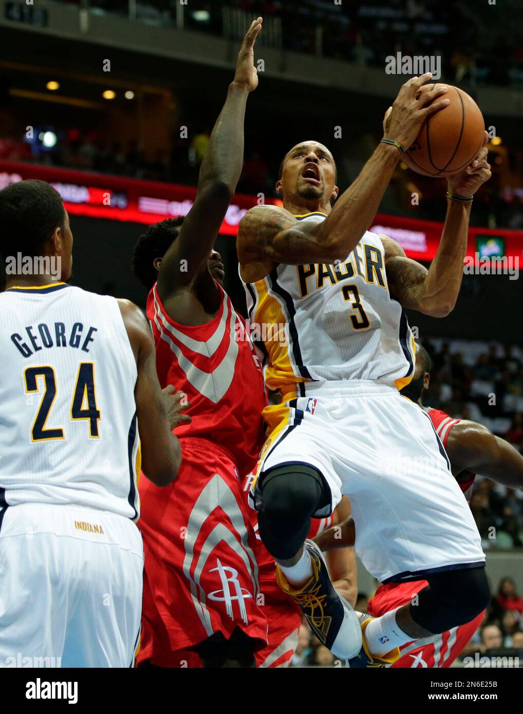 Indiana Pacers' George Hill tries to score against Houston Rockets ...