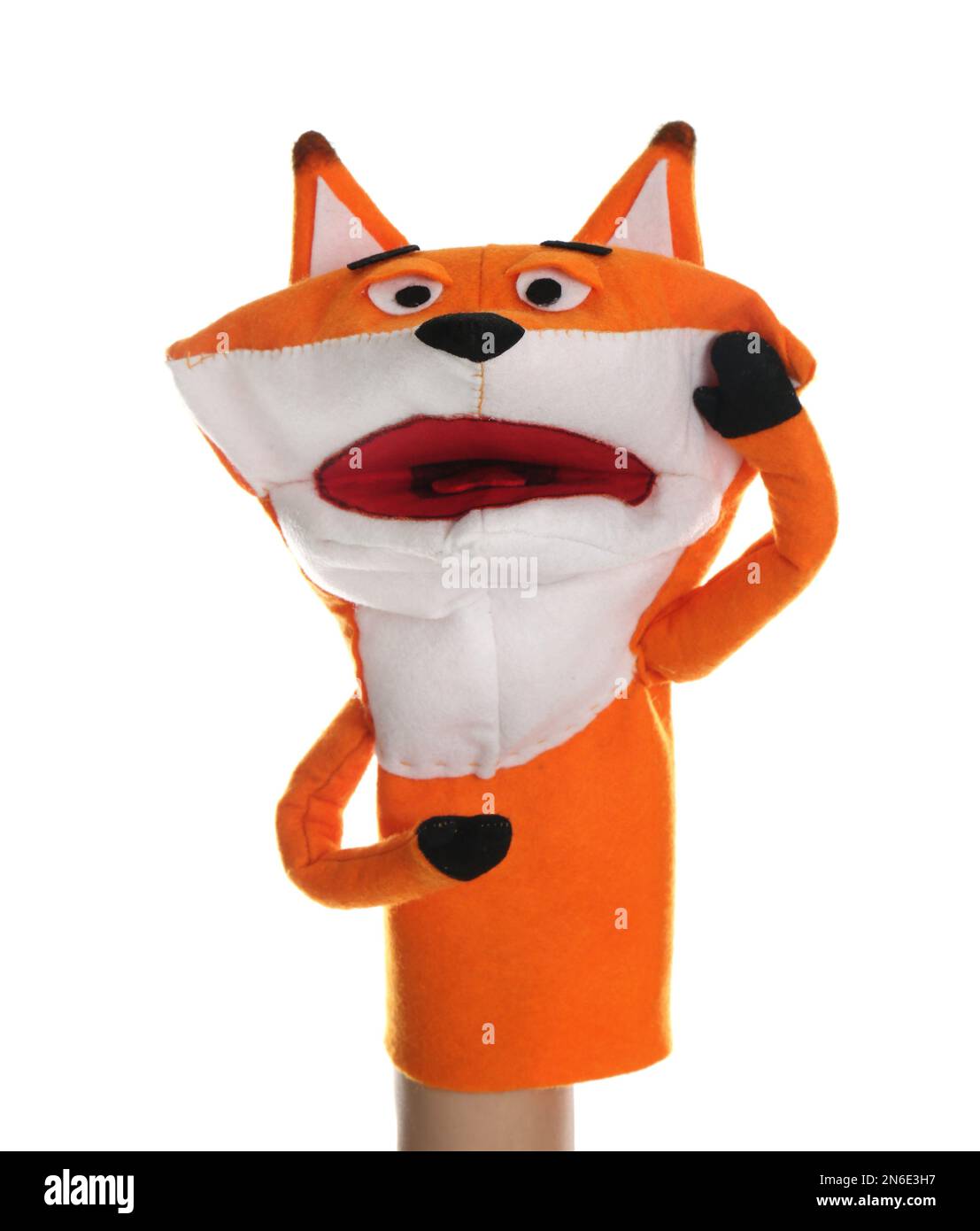 Fox puppet for show on hand against white background Stock Photo - Alamy